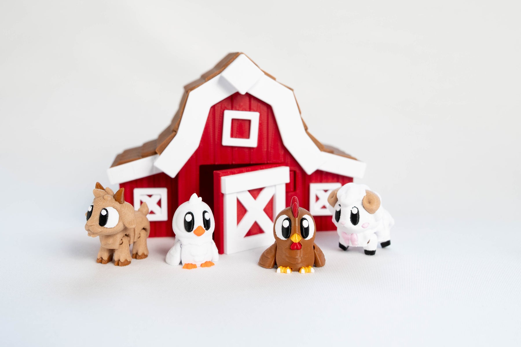 Red Farm & Moo House - 3D Barn Toy Set with Animals